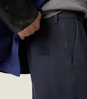 Miu Miu Cotton Gabardine Straight Trousers