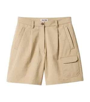 Miu Miu Cotton Bermuda Shorts - Neutral