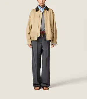 Miu Miu Leather-trimmed Cotton Bomber Jacket