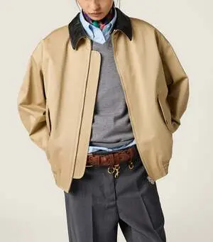 Miu Miu Leather-trimmed Cotton Bomber Jacket