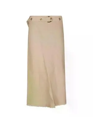 Pinko Eyelet-embellished Belted Midi Skirt
