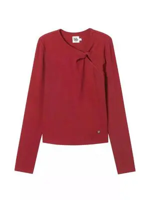 B+AB Knotted Long-sleeve Top - Red