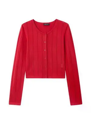 TOUT A COUP Open-knit Buttoned Cardigan