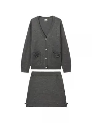 B+AB Knitted Skirt Set With Bow Detailing - Grey