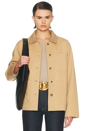 Khaite Wyatt Jacket With Suede Collar - Wheat