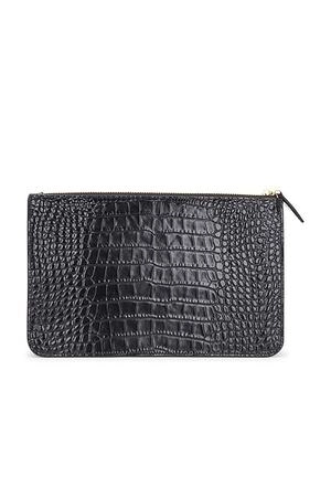 TOTEME Threefold Croco Embossed Clutch - Black