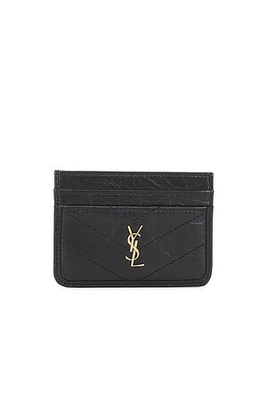 Saint Laurent Cuir Vintage Froisse Matelasse Credit Card Case Nero