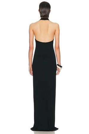 Enza Costa Silk Rib U Neck Halter Fluid Maxi Dress