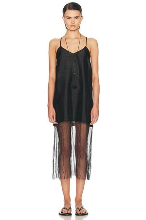 Chan Luu Techno Taffeta Mesh Dress
