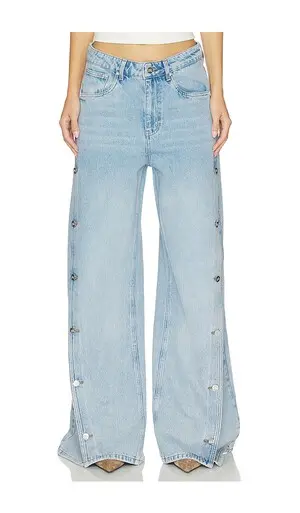 GESTUZ X Barbie Stacie High Waisted Wide Jeans - Blue