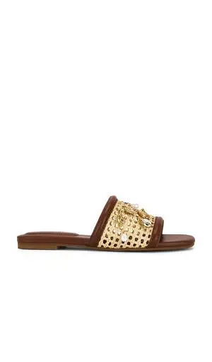 Simkhai Caspian Raffia Netted Flat Sandal - Brown