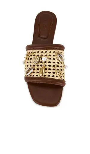 Simkhai Caspian Raffia Netted Flat Sandal In . Also