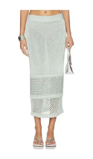 DODIEE Ruby Crochet Skirt With Metallic Threading - Mint