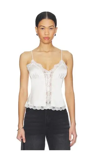GUIZIO Blair Lace Trim Cropped Top - Ivory