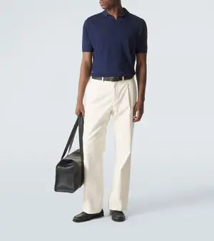 Thom Sweeney Linen And Cotton Polo Shirt