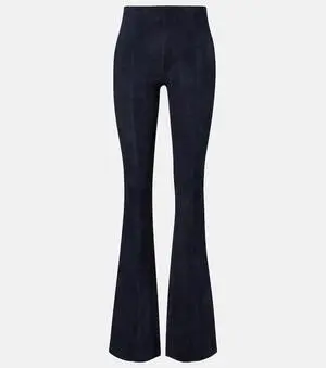 Stouls Suede Flared Trousers - Blue