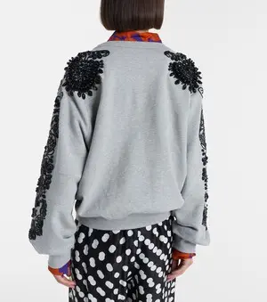 Dries Van Noten Embellished Cotton Jersey Sweatshirt