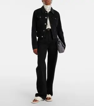 Bottega Veneta Intrecciato Leather-trimmed Denim Jacket