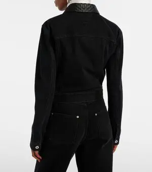 Bottega Veneta Intrecciato Leather-trimmed Denim Jacket