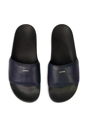Sandro Logo Leather Slides