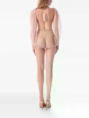 IMROSKA Lace-pattern Pleated Bodysuit