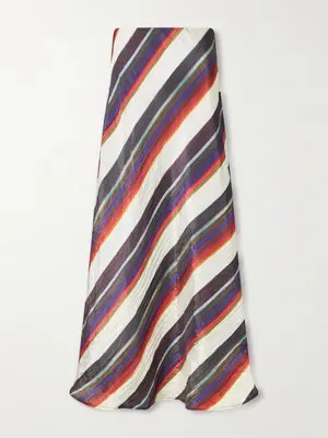 Christopher John Rogers Morris Striped Crinkle-satin Maxi Skirt - Multi