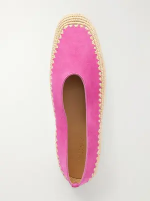 Gabriela Hearst Suede And Raffia Ballet Flats