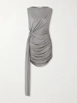 Alex Perry Knotted Draped Ruched Jersey Mini Dress