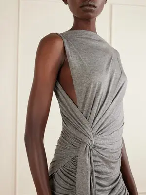 Alex Perry Knotted Draped Ruched Jersey Mini Dress