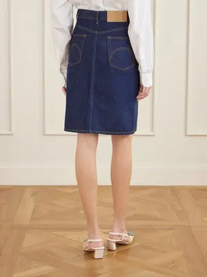 BLAZÉ MILANO Denim Midi Skirt With Front Slit