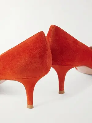 GIANVITO ROSSI Suede Kitten Heel Pumps - Red