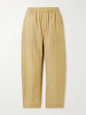 JAMIE HALLER The Boxer Striped Cotton-poplin Barrel-leg Trousers - Gold
