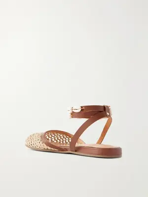 ANCIENT GREEK SANDALS Filothea Embellished Crocheted Leather Sandals