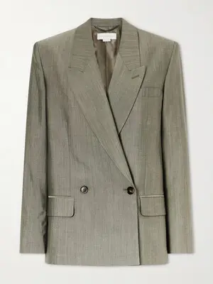 Stella McCartney Tropical Double-breasted Wool And Silk-blend Blazer