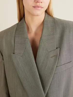 Stella McCartney Tropical Double-breasted Wool And Silk-blend Blazer