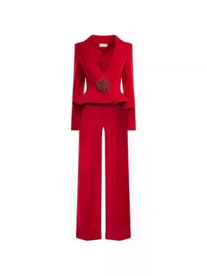 ARAFTU Arafatu Peplum Crystal-embellished Jumpsuit - Red