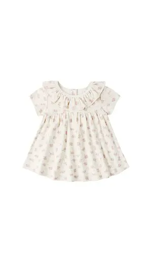 QUINCY MAE Ruffle Collar Jersey Dress - Ivory