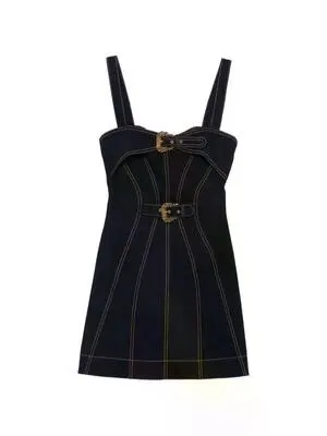 Versace Buckle-detail Panelled Mini Dress - Blue