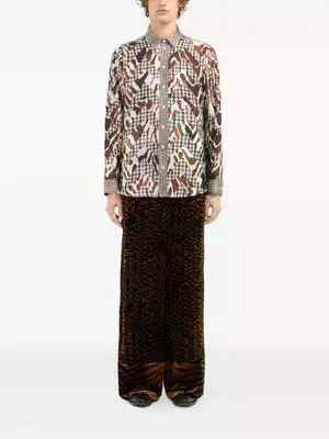 PIERRE-LOUIS MASCIA Houndstooth And Animal Print Silk Shirt