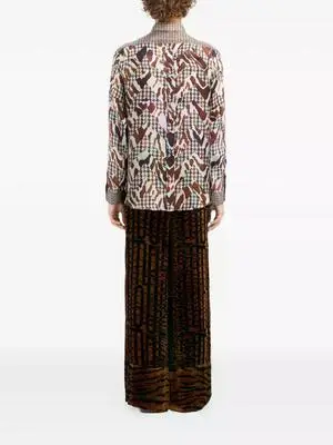 PIERRE-LOUIS MASCIA Houndstooth And Animal Print Silk Shirt