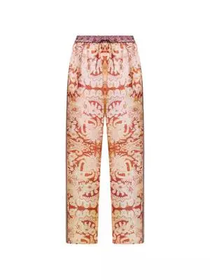 PIERRE-LOUIS MASCIA Tapestry Print Silk Trousers - Red