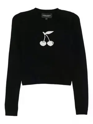 Cynthia Rowley Intarsia Cropped Jumper - Black