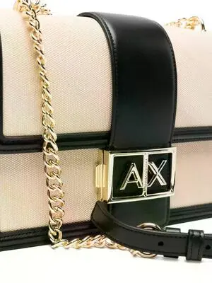 Armani Exchange Paneled Crossbody Bag With Logo Plaque - Neutrals