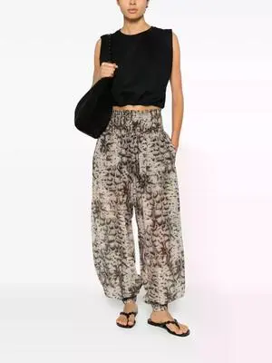 Pinko Wide-leg Snake Print Trousers
