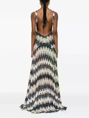 Missoni Zigzag Pattern Open-back Maxi Dress