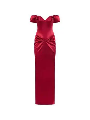 ARAFTU Off-the-shoulder Gathered Dress - Red