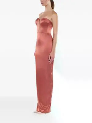 ARAFTU Arafatu Strapless Sweetheart Neck Lace-up Gown - Brown