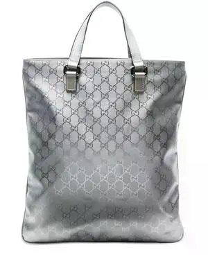 Gucci Gg Imprimé Vertical Tote Bag - Silver