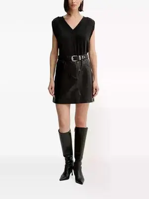 Guess V-neck Jersey T-shirt With Rolled Sleeves - Black