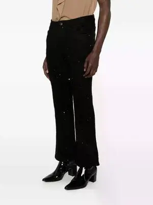 ERNEST W. BAKER Sequin-embellished Bouclé-knit Flare Trousers
